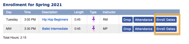 Change Enrollment Dates
