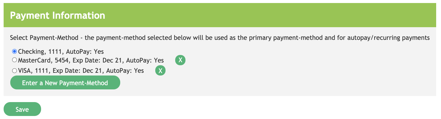 Save & Switch Default Payment Methods