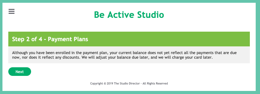 Online Registration Messages