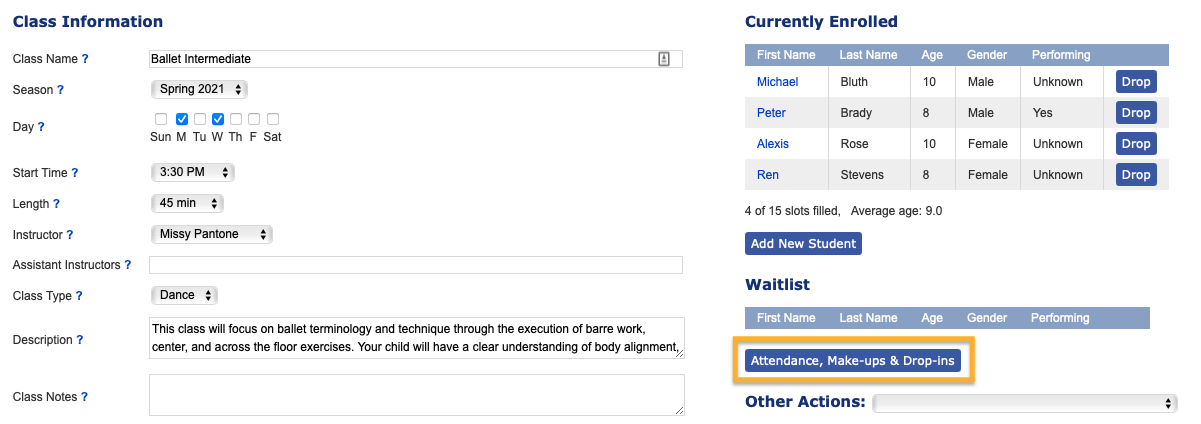 Register a Student for a Drop-in Trial Class