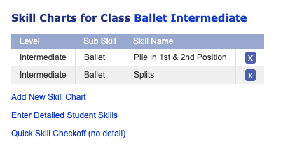 Record Skills for Classes & Students