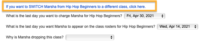 Switch a Student to a Different Class