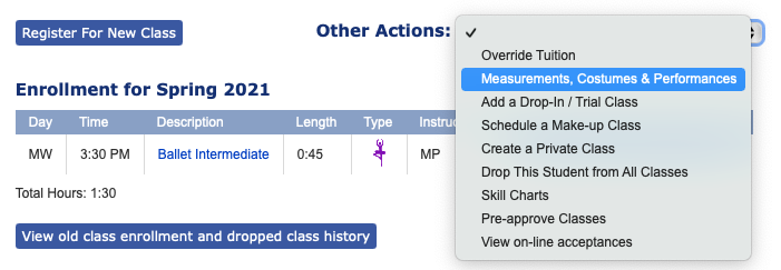Student Measurements & Sizes