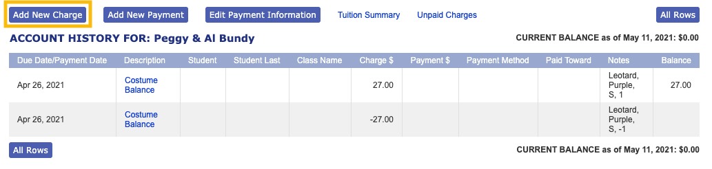 Add a New Charge or Adjustment Charge