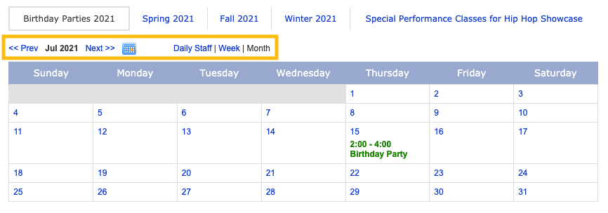 View Upcoming Classes or Date-Specific Events